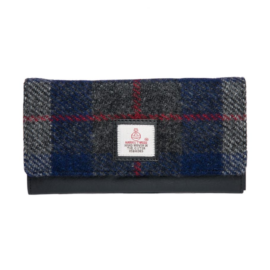 Harris Tweed Ladies Envelope Purse Blue Check | Crail Jacket
