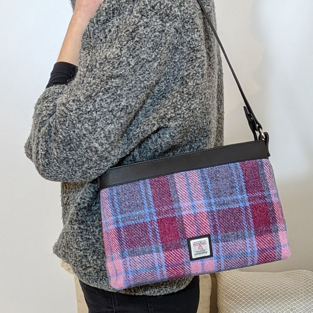 Harris Tweed Large Shoulder Bag Pink Check | Crail Jacket